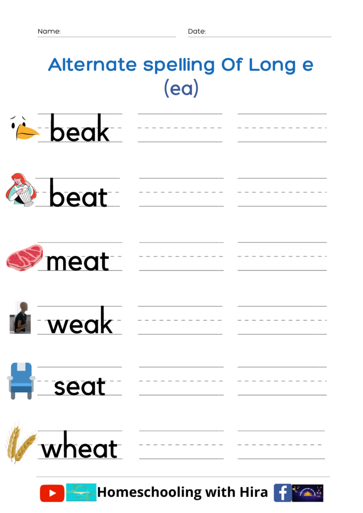 Alternative Spelling Worksheets – Home Schooling With Hira
