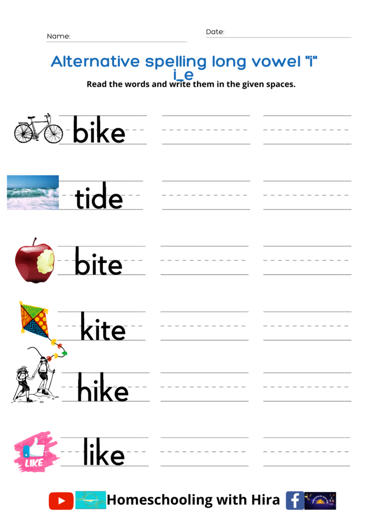 Alternative Spelling Worksheets – Home Schooling With Hira