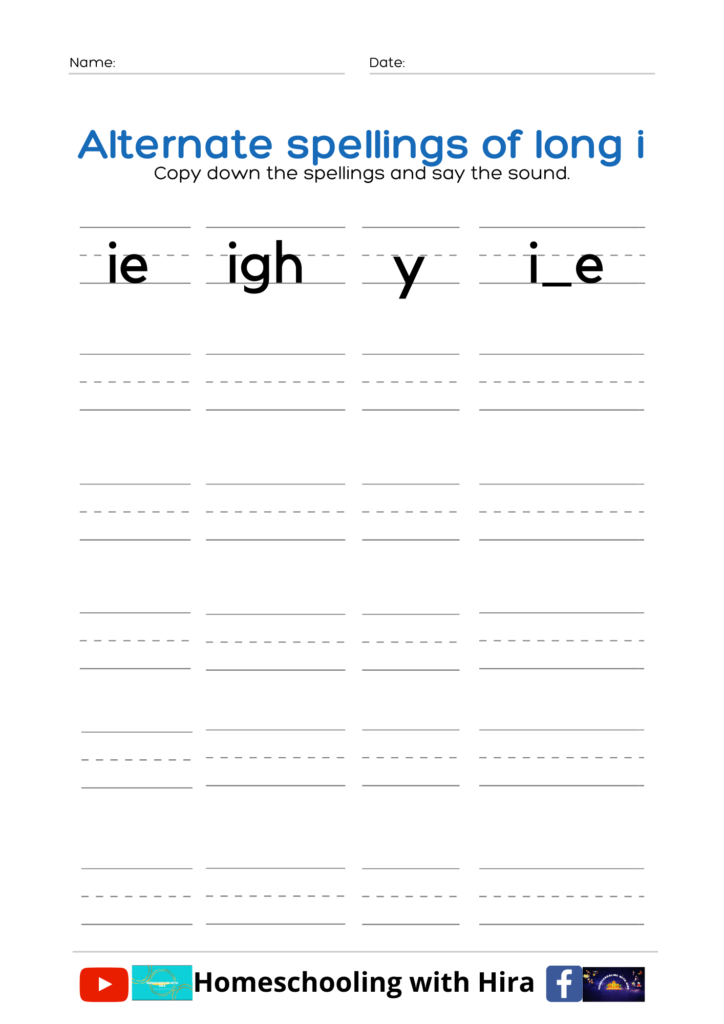 Alternative Spelling Worksheets – Home Schooling With Hira